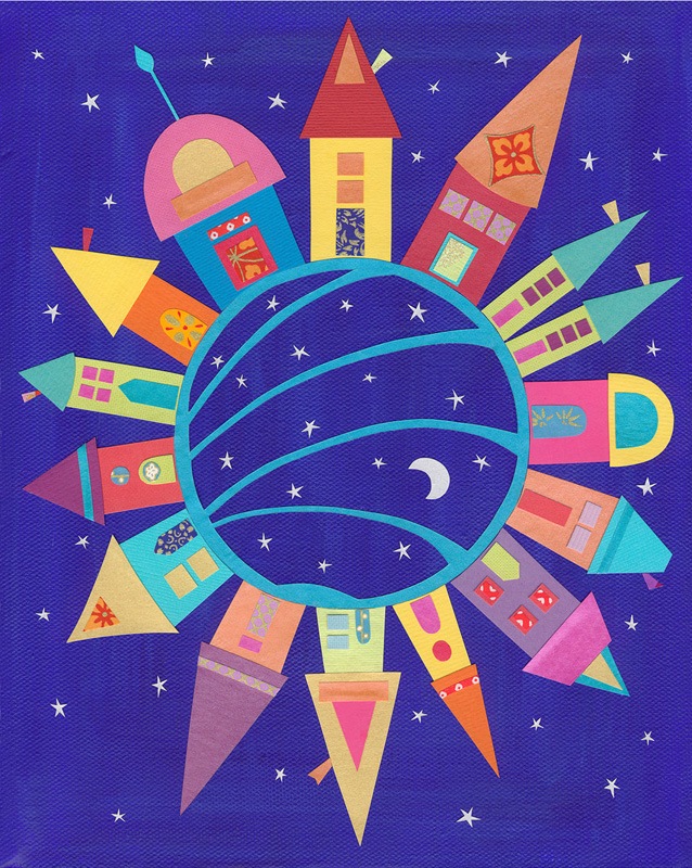 The Town Around The Moon - Art Print - 10 X 8 on Luulla